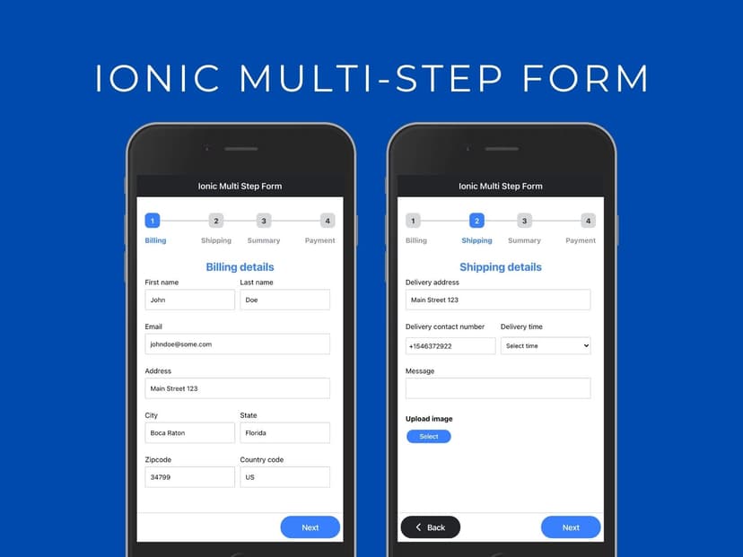 Ionic Multi-step Form - Angular - Ionic elements